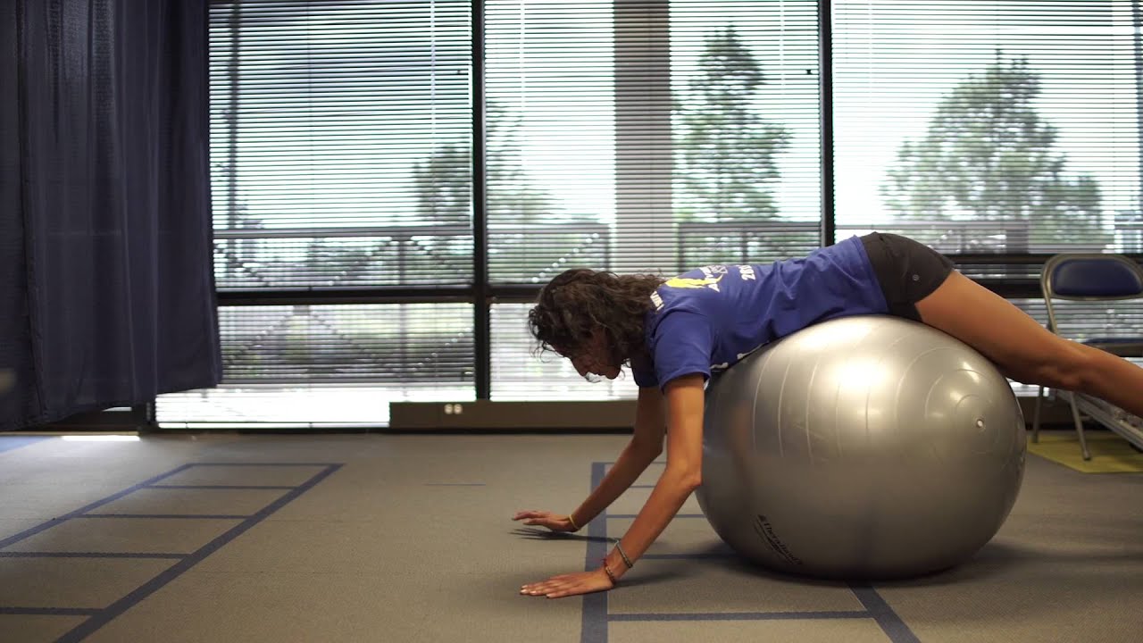 Back Core Strenghtening Prone Ball Walkouts - YouTube