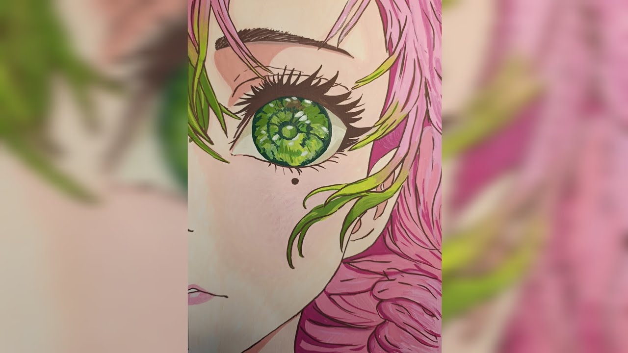 🎨Mitsuri Kanroji fan art 💚🌸Close-up anime eye - YouTube