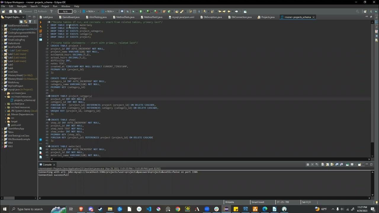HW8 -- mySQL Drop Table Statements and Create Table Statements - YouTube