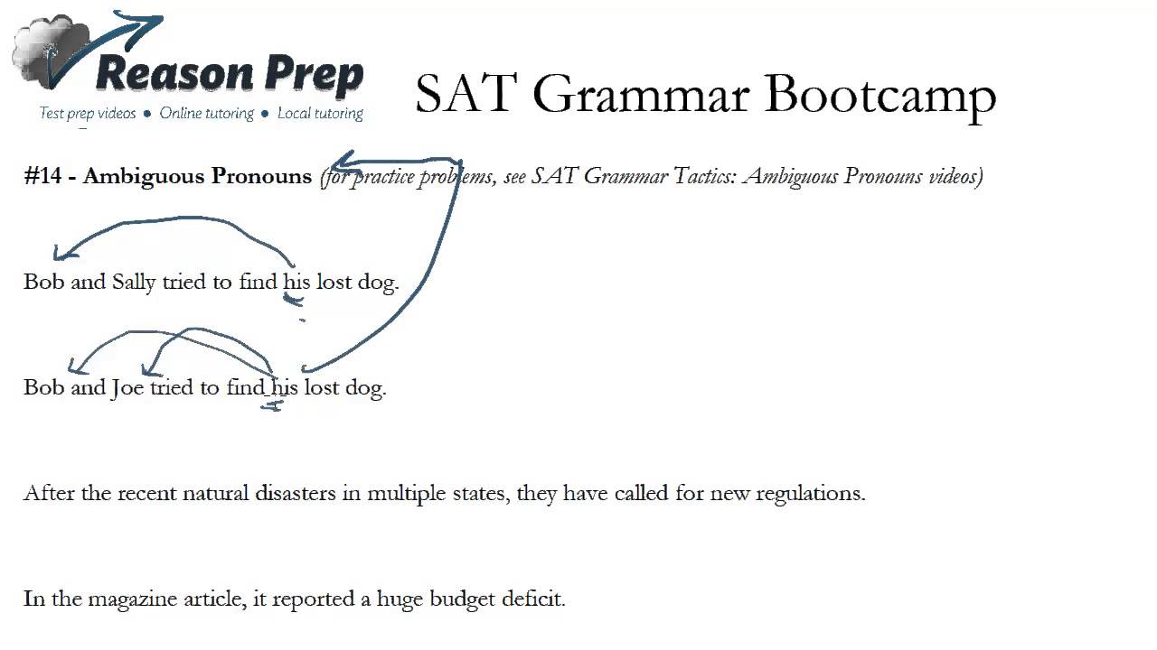 #14 - Ambiguous Pronouns, SAT Grammar Bootcamp - YouTube