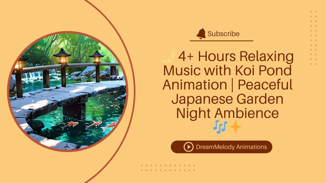 🌙 4+ Hours Relaxing Music with Koi Pond Animation | Peaceful Japanese ...
