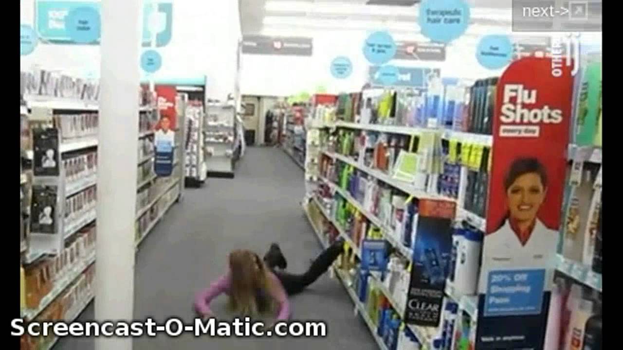 Girl falling down in grocery store!! - YouTube