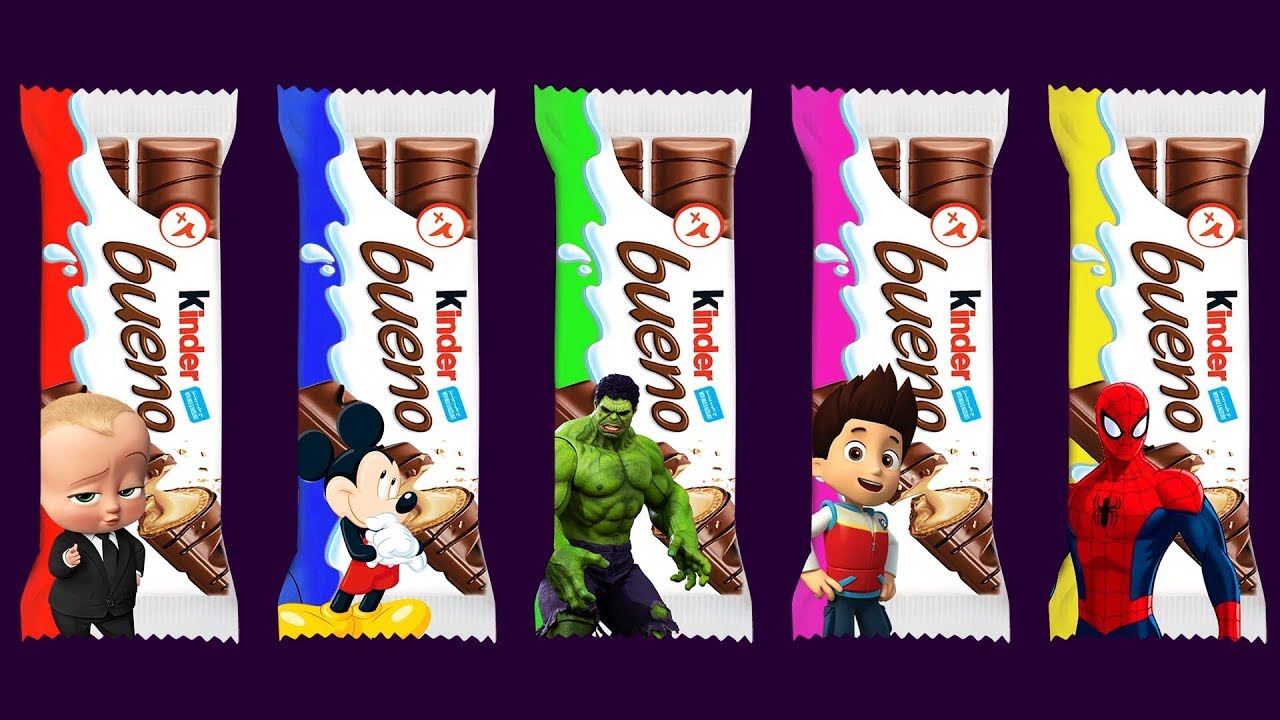 Kinder Bueno Chocolate Spiderman Hulk Ryder Mickey Mouse Finger Family ...