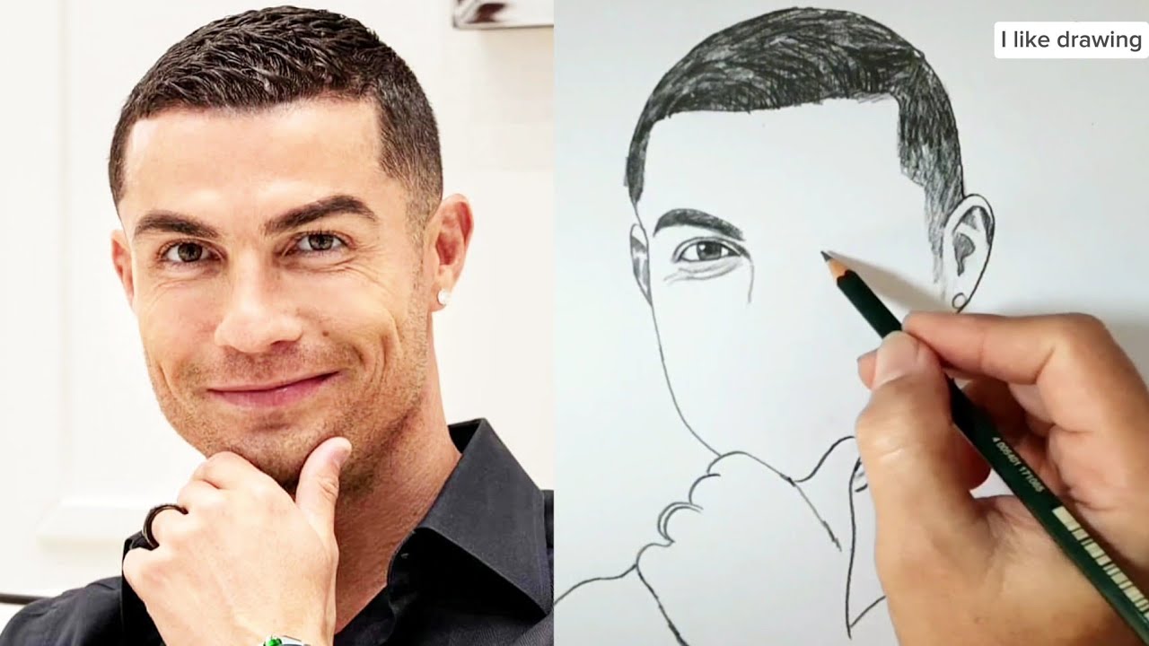 Drawing realistic Ronaldo tutorial / How to draw Ronaldo face #ronaldo ...