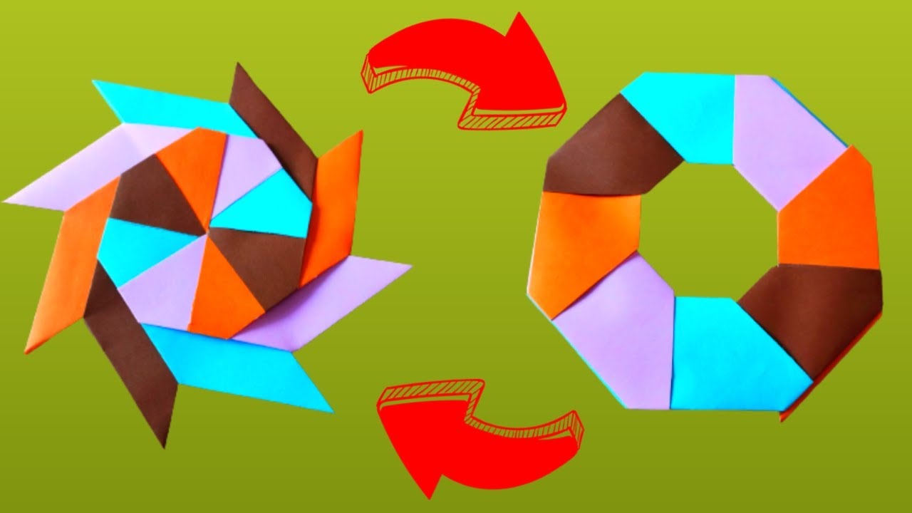 How to make origami transforming star | Origami tutorial | Moving star ...