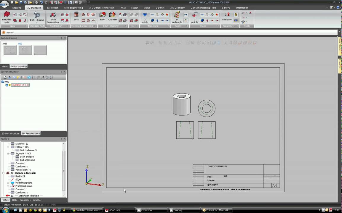 HiCAD neXt - 2D - 3D - Parametric - Dynamic - modelling options - YouTube