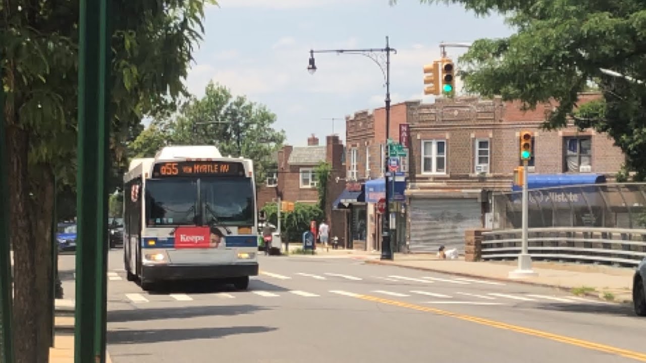Q55 Bus Action at Myrtle Avenue/88 Ln - YouTube