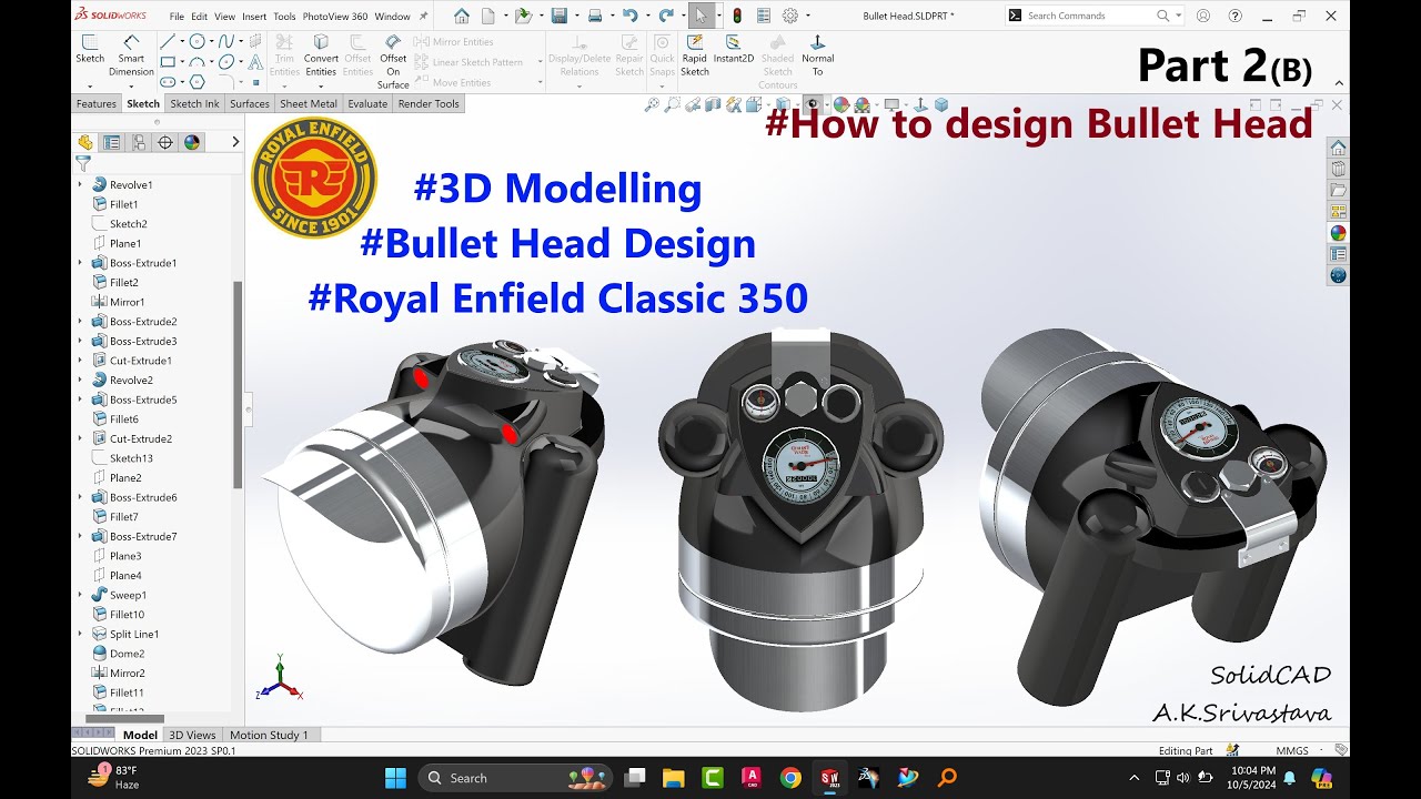 How to design Classic 350 Head | Royal Enfield | Bullet Design | Part 2 ...