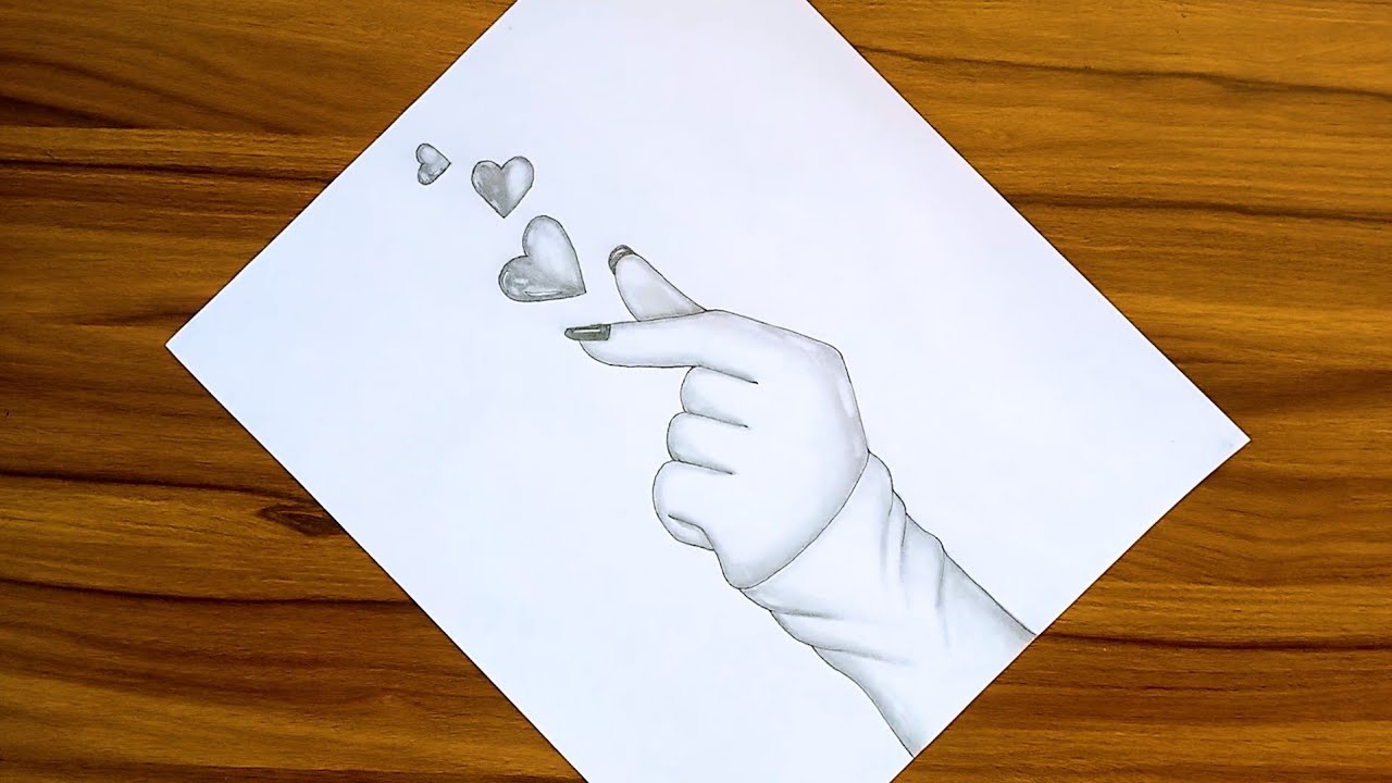 korian Heart drawing. how to draw beautiful girls hand by pencil sketch ...