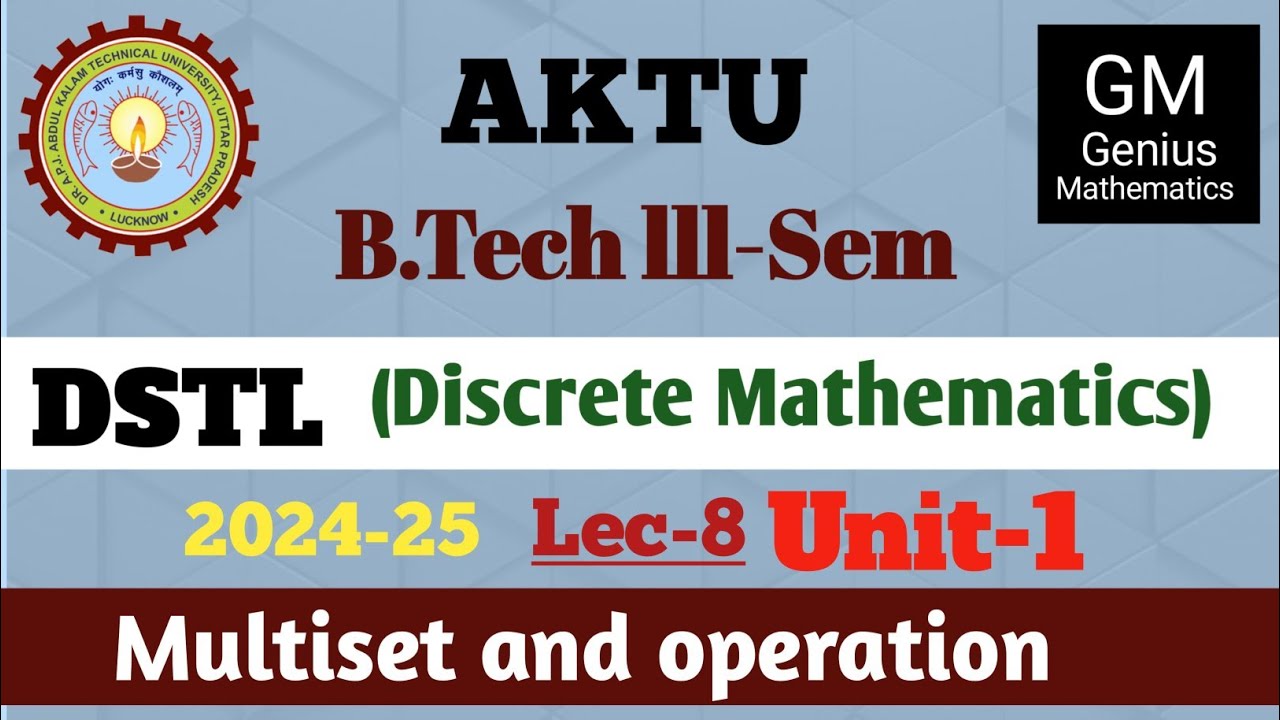 Unit-1 / Lec-8 / DSTL/ Multiset and operation/ Multiset implementation ...