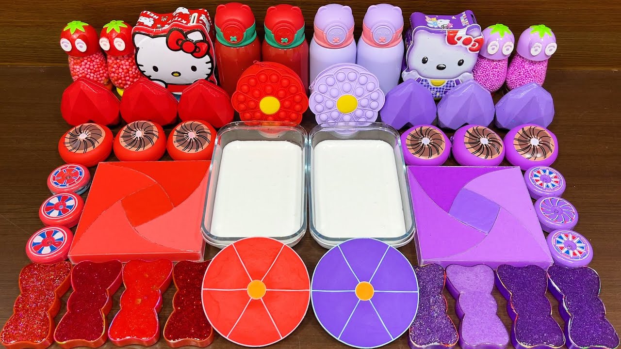 RED vs PURPLE !!! Mixing Random into GLOSSY Slime !!! Satisfying Slime ...