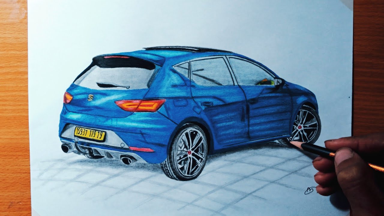 How to draw Ibiza Leon Cupra رسم ايبزا - YouTube
