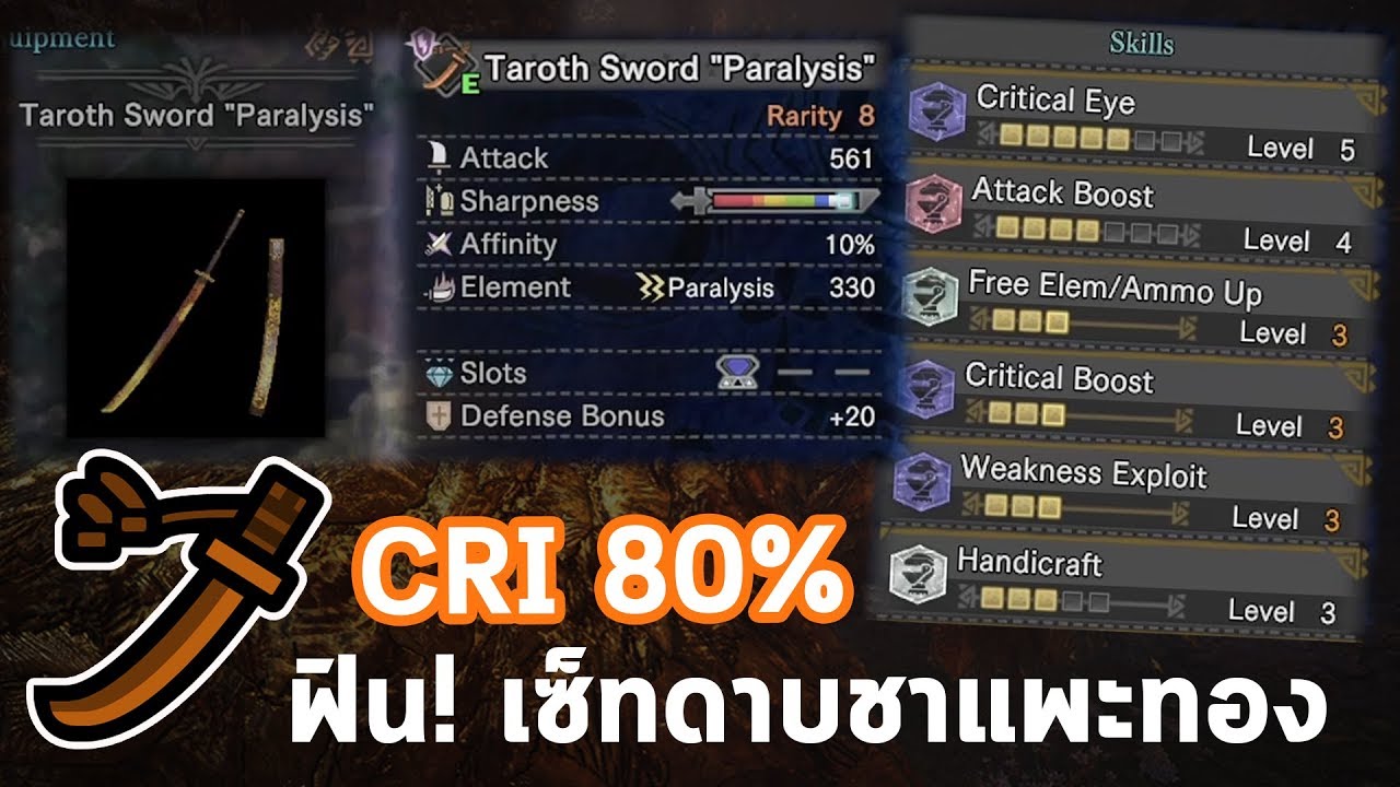 MHW - Taroth Long Sword Paralysis Cri 80%! สกิลแน่นมาก! VS Nergigante ...