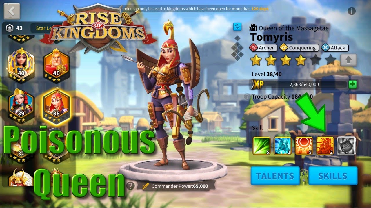 Tomyris Commander spotlight - pairings/talents - Rise of Kingdoms - YouTube
