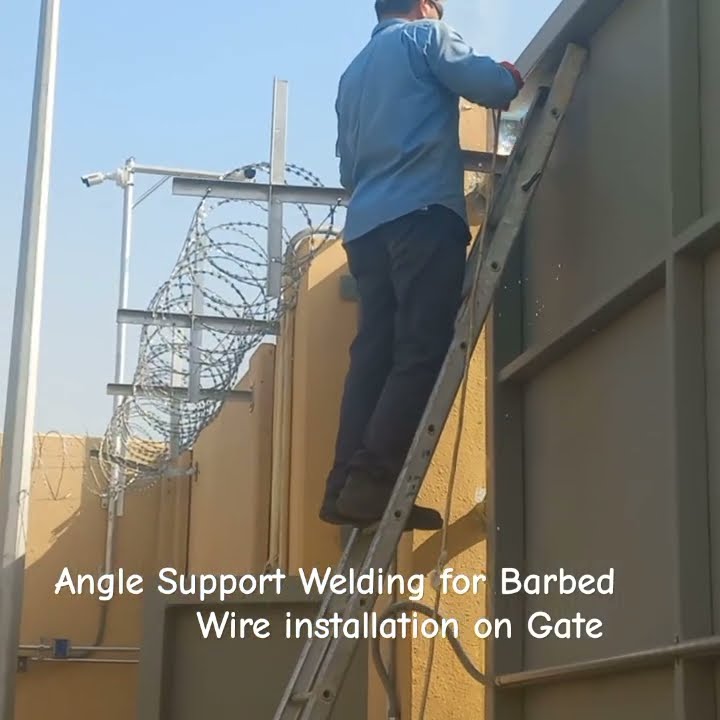 Angle support Welding Works For Barbed Wire installation on Main Gates ...
