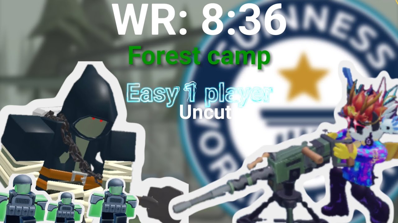TDS FOREST CAMP EASY 1P WR 8:36 SPEEDRUN | Roblox tower defense ...