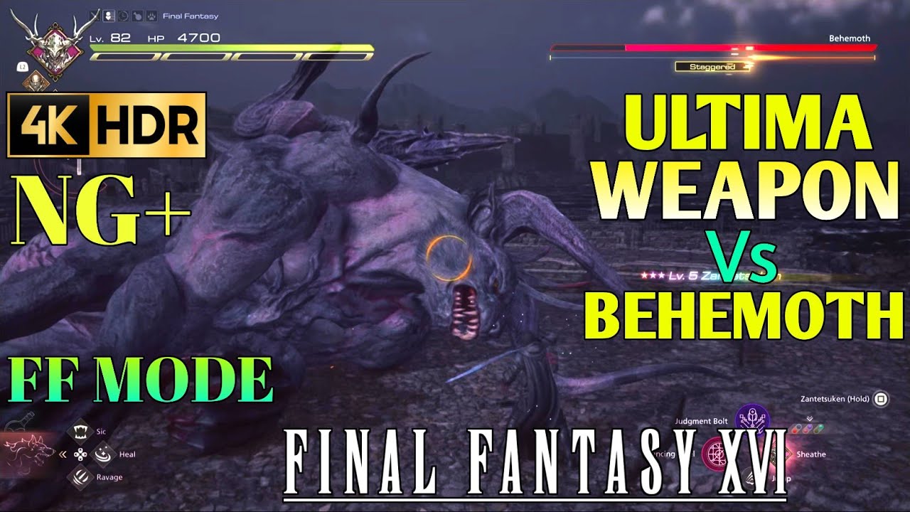 FINAL FANTASY 16 Ultima Weapon Vs Behemoth Boss Fight 4K HDR | FF16 ...