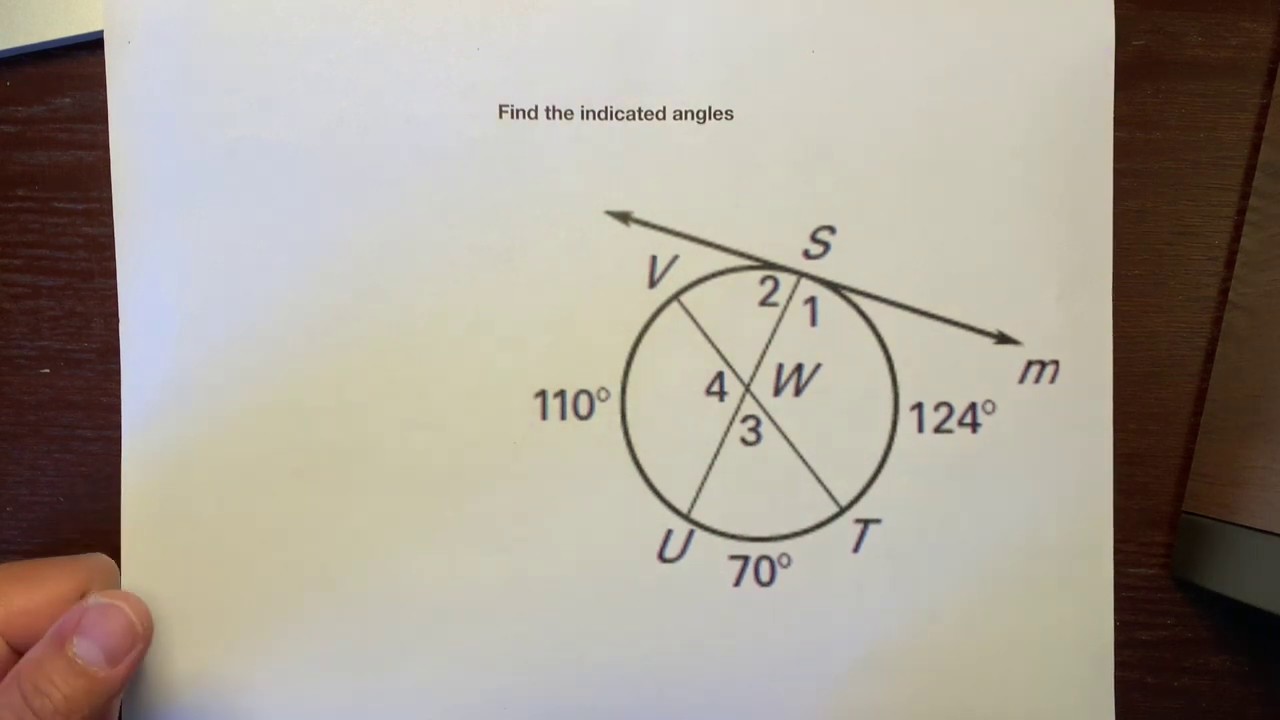Finding Angle Measures when a tangent and a chord interest and two chords intersect - YouTube