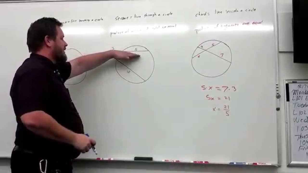 Algebra 2, Lesson 89.C - Products of Chords and Secants - YouTube