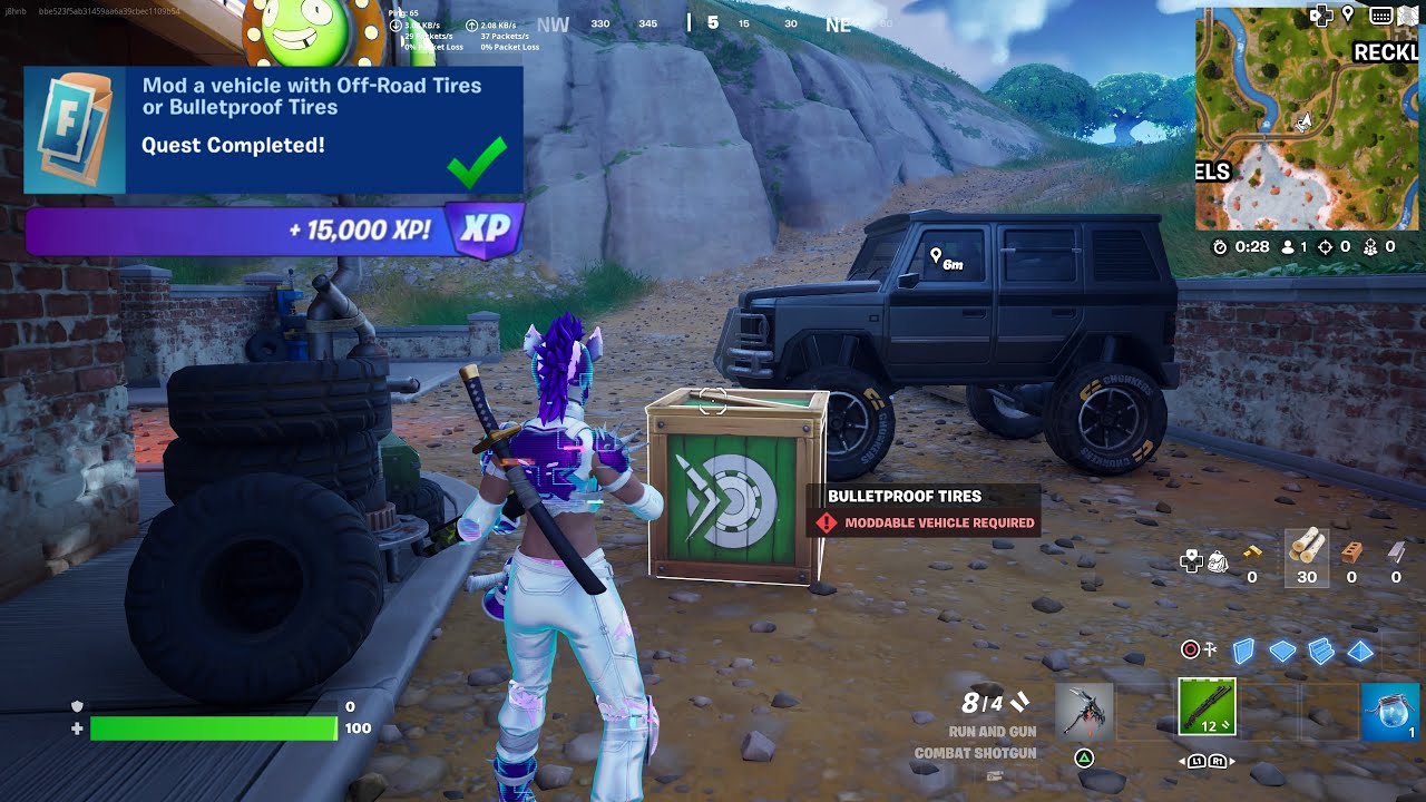 Fortnite - Mod A Vehicle With Off Road Tires Or Bulletproof Tires (WEEK 7 Quests Challenges ...