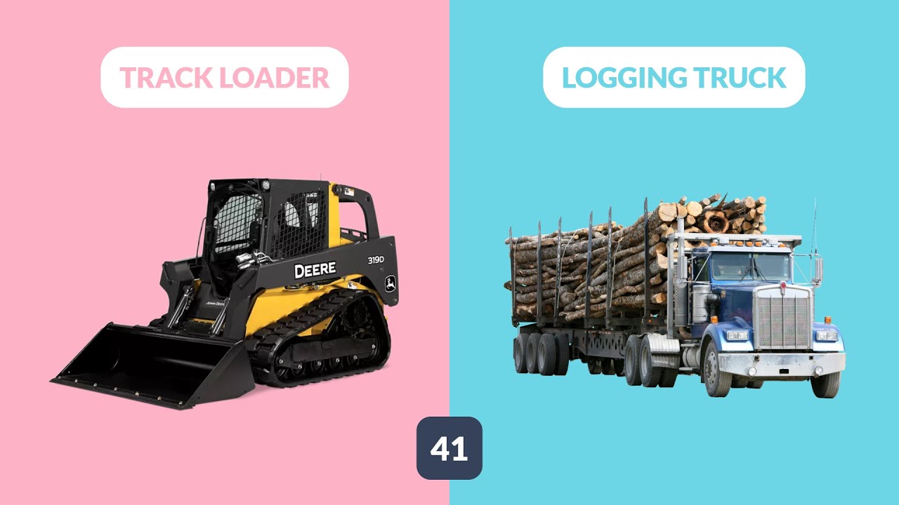 Let's Learn About Heavy Machinery! Track Loader, Logging Truck, Tow ...