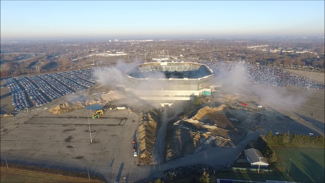 Pontiac Silverdome Demolition Fail Drone Footage - YouTube