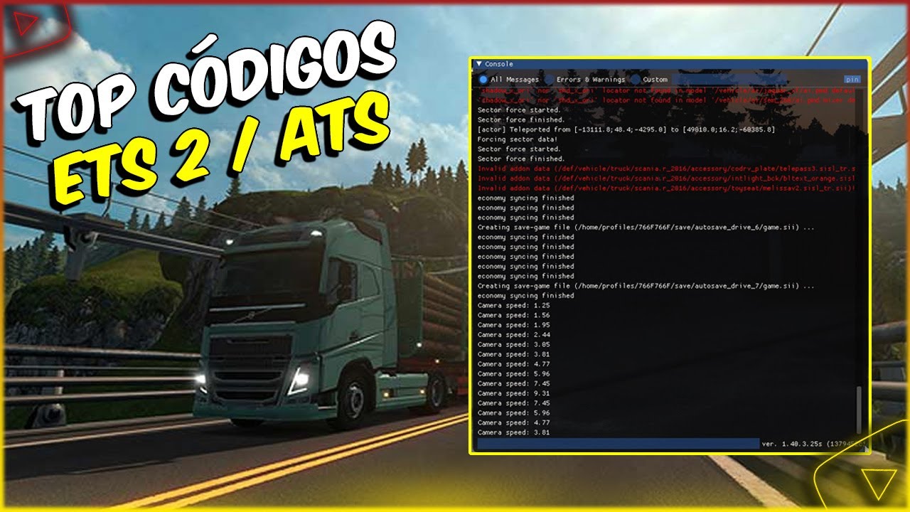 Top Códigos do console parra DEIXAR seu ETS2 e ATS mais REALISTA - YouTube