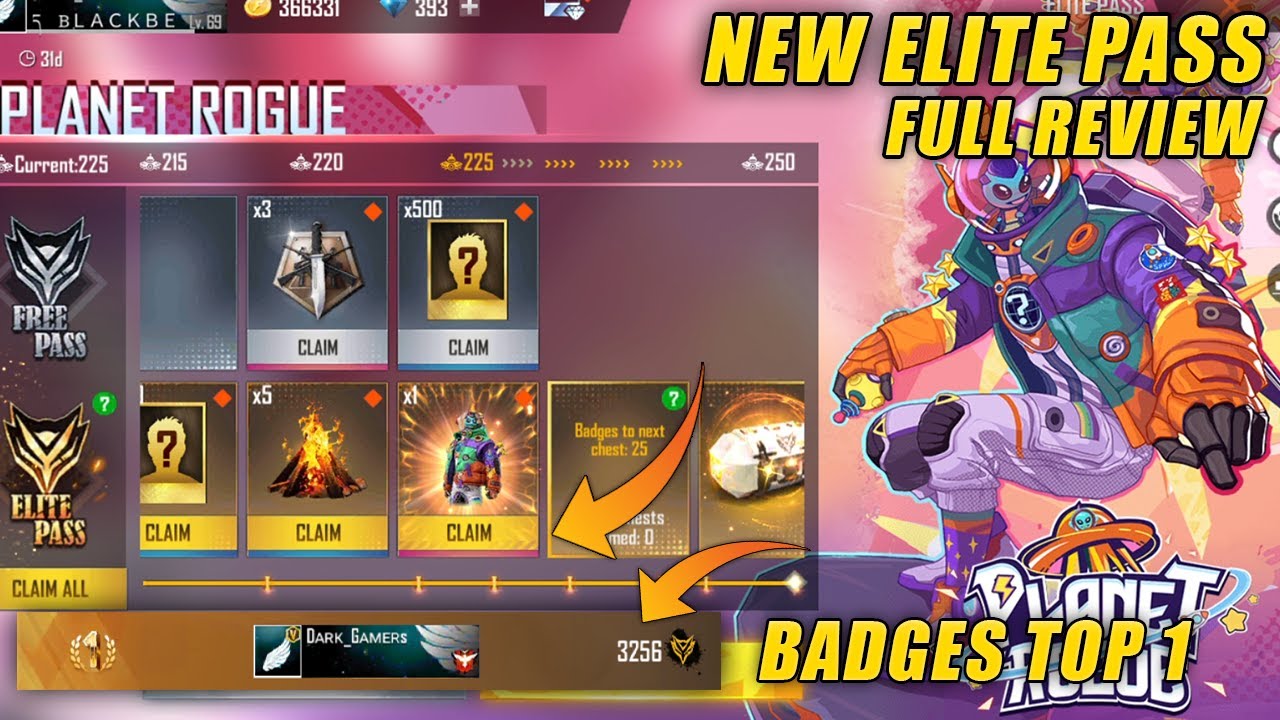 Free Fire New Elite Pass Full Review | Season 44 Elite Pass Free Fire ...
