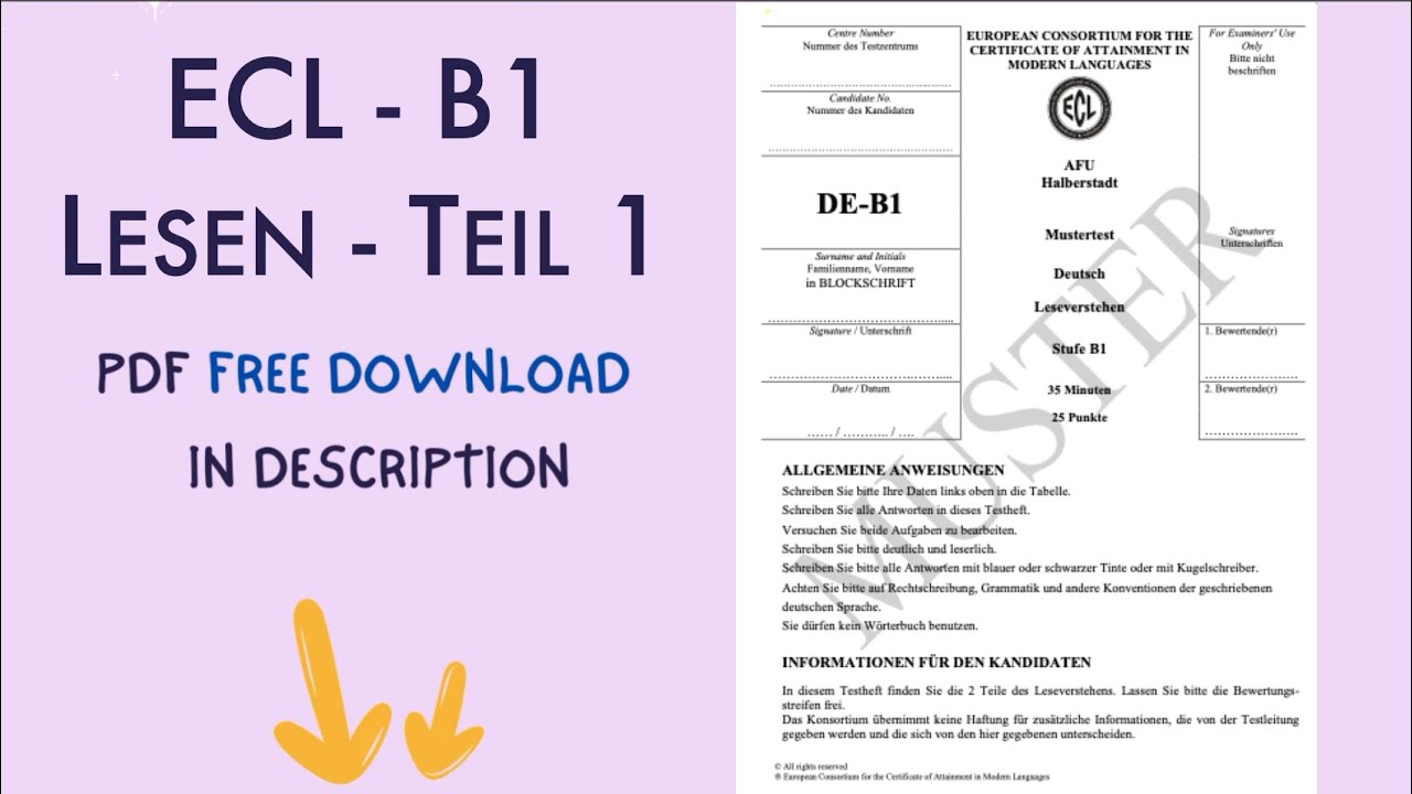 ECL - B1 - LESEN Teil 1 Hướng dẫn làm bài thi - Schritt für Schritt zur ...