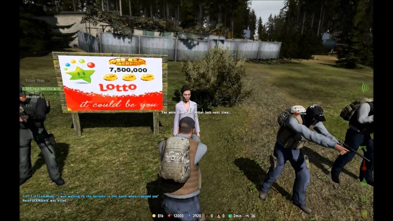 Dayz Overpoch: Lottery fun - YouTube