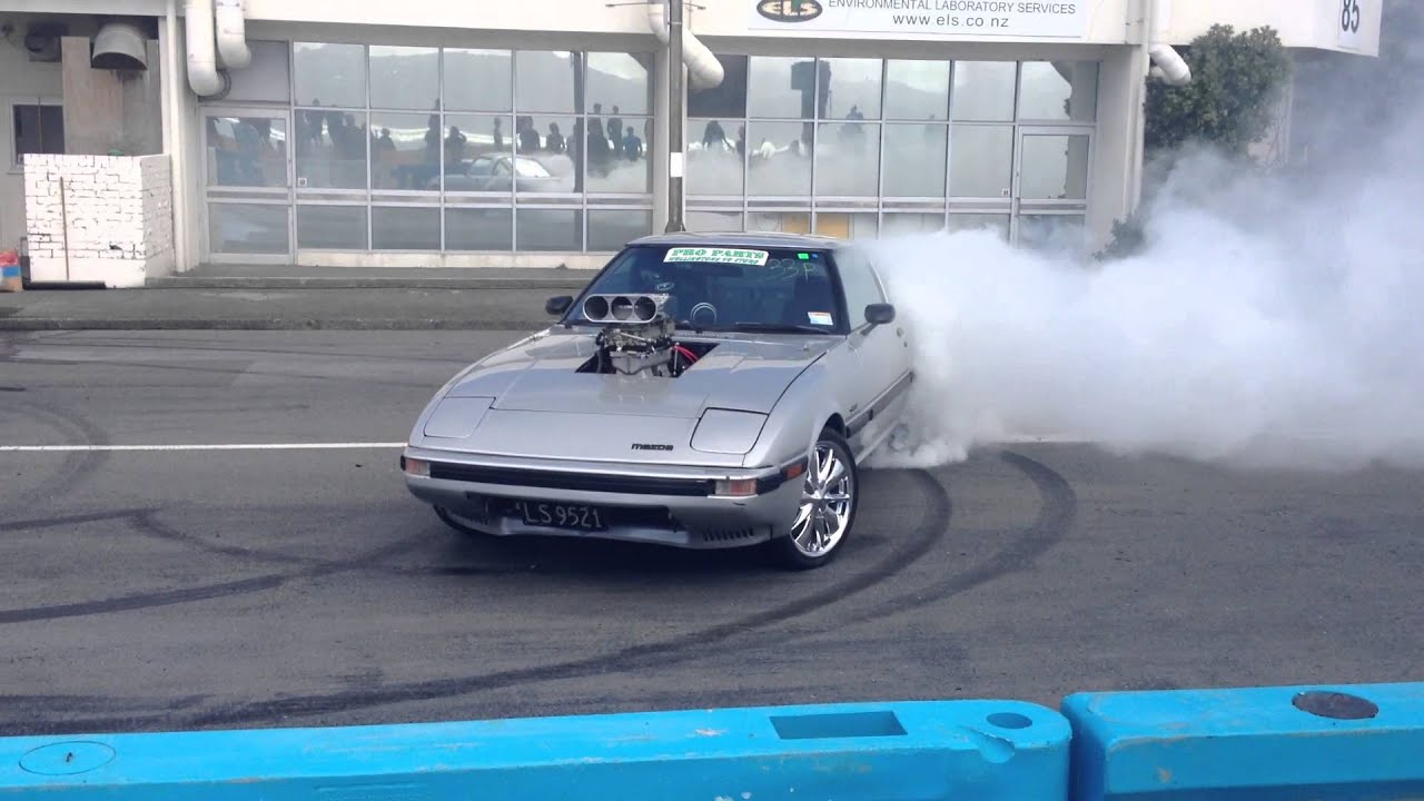 RX7 V8 BURN OUT!! - YouTube