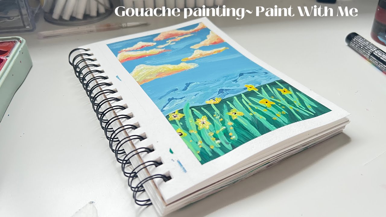 Scenery painting with gouache 🎨 Paint With Me - YouTube