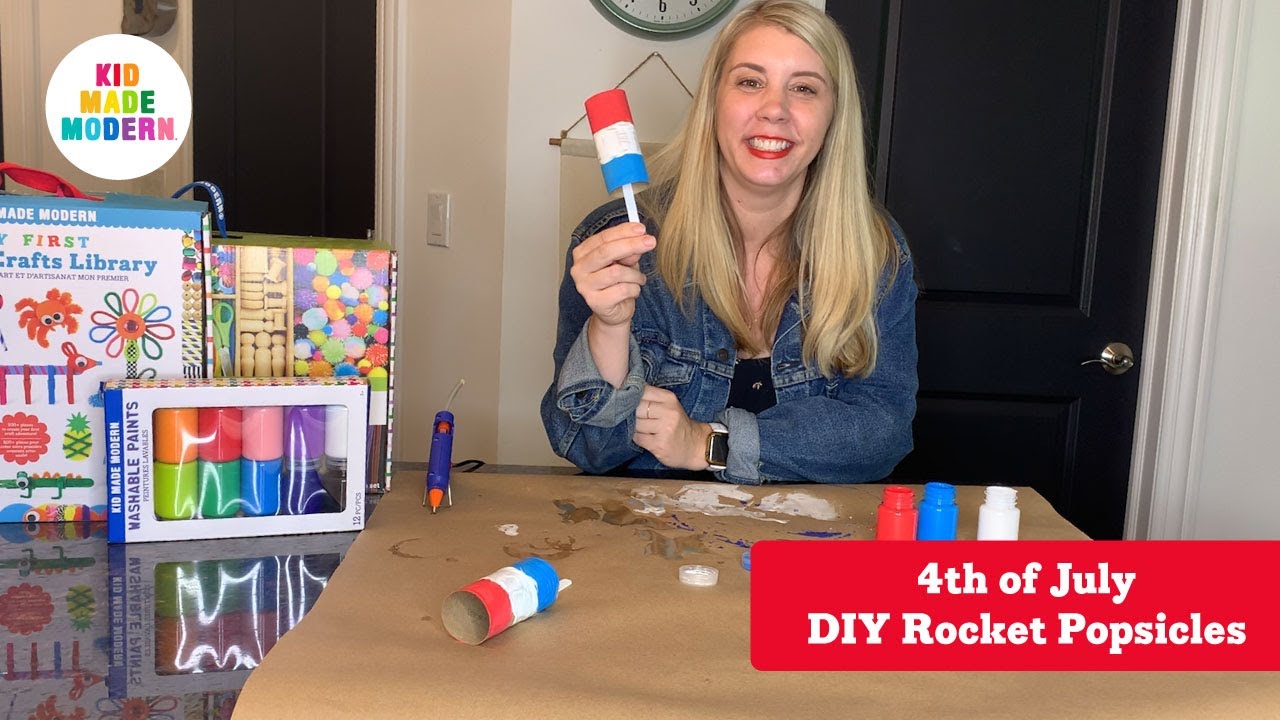 Easy Paper Craft 4th of July 🌟 Make a Rocket Popsicle 🚀Kid Made Modern ...