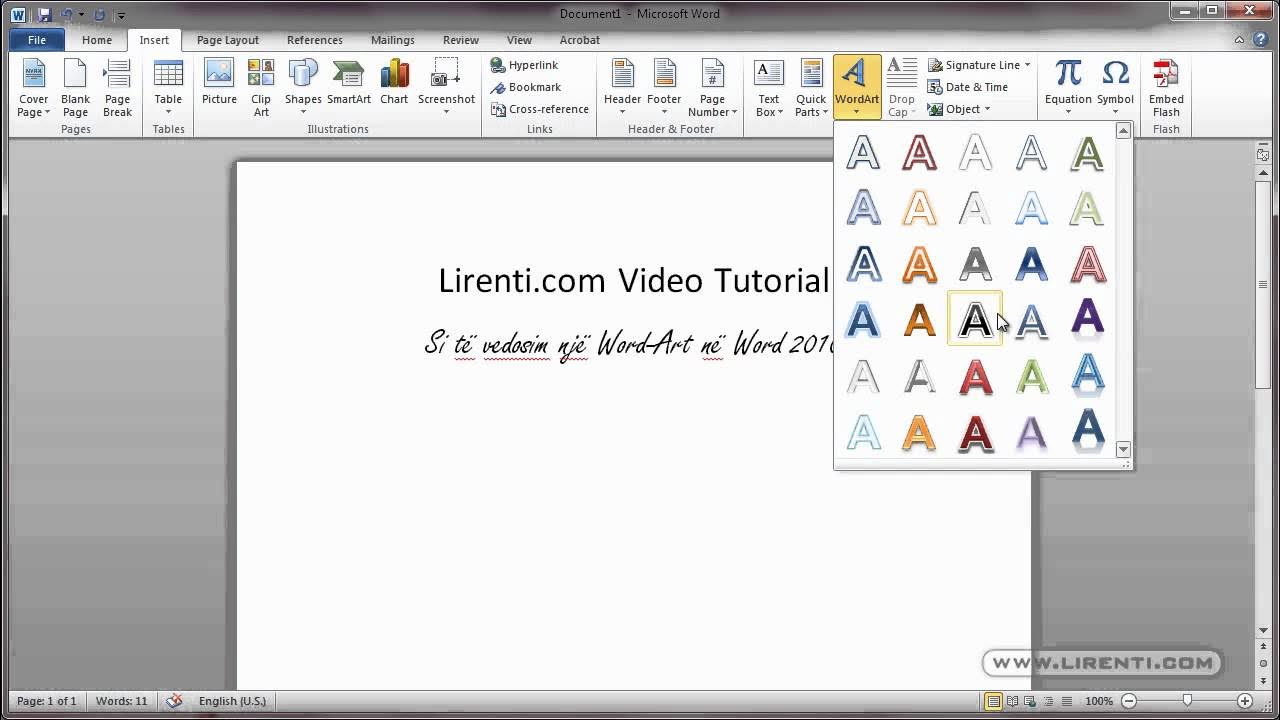 Microsoft Word Tutorial #7 - Word Art - YouTube