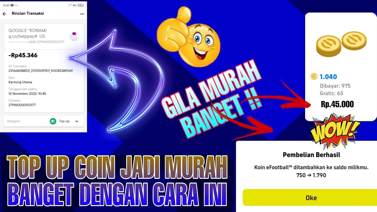 TUTORIAL CARA TOP UP COIN EFOOTBALL 2023 MURAH DENGAN MATA UANG ASING - YouTube