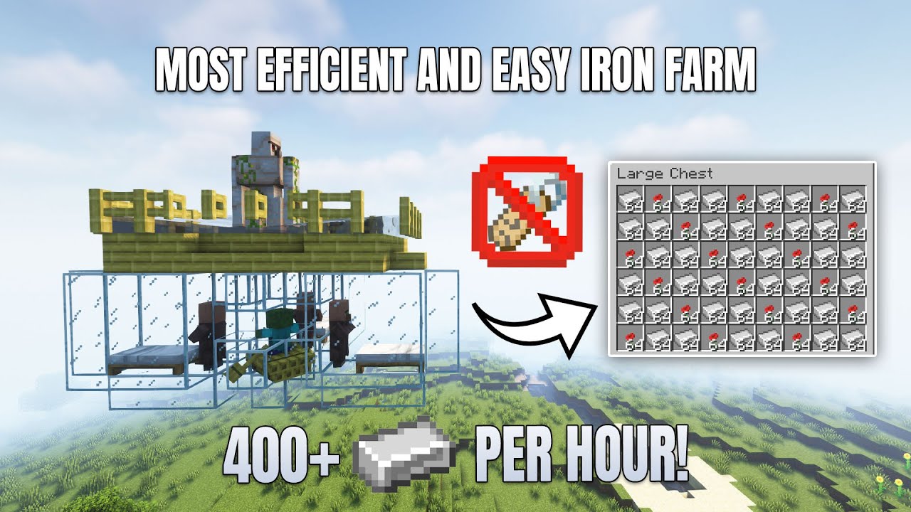 Minecraft Best Iron Farm Tutorial - No Name Tag Required! - YouTube