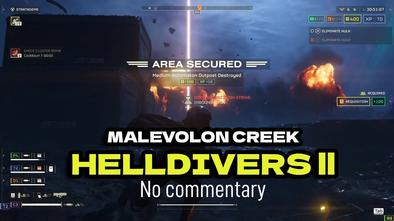HELLDIVERS 2 - No Commentary Gameplay: Malevolon Creek [HARD] - YouTube
