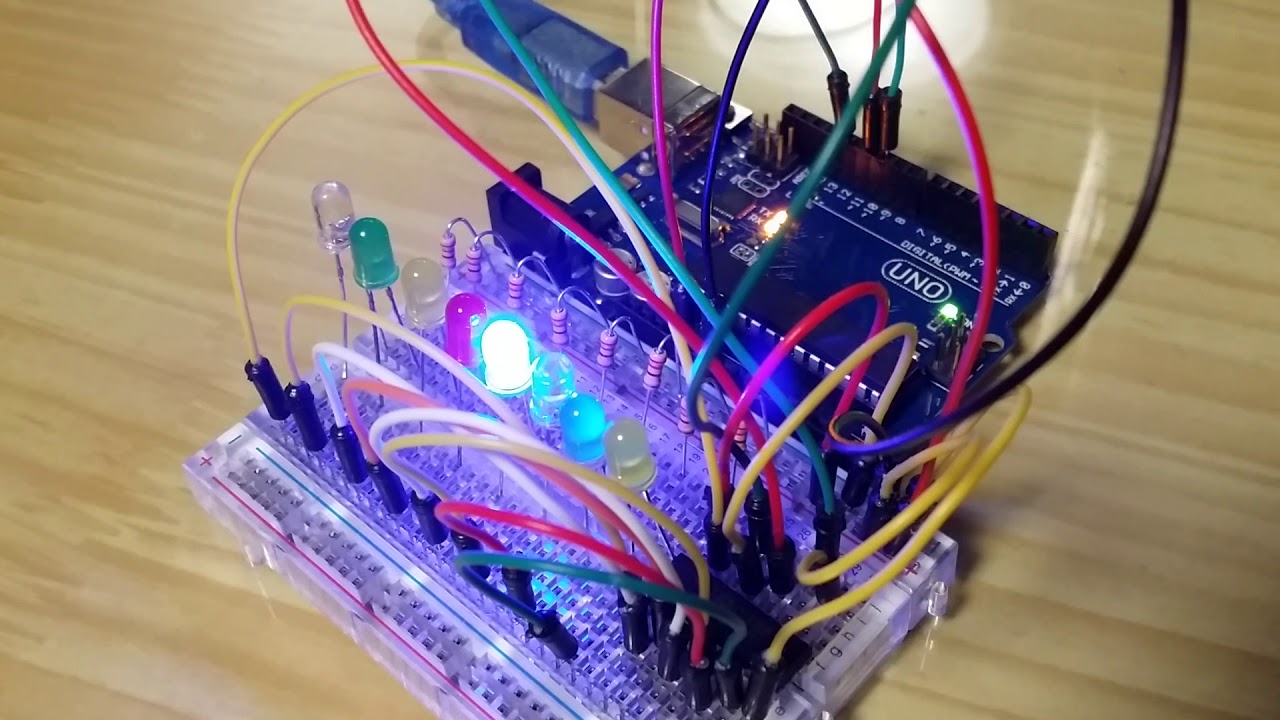 S4A #42 74HC595를 이용한 8개 LED 제어 - YouTube