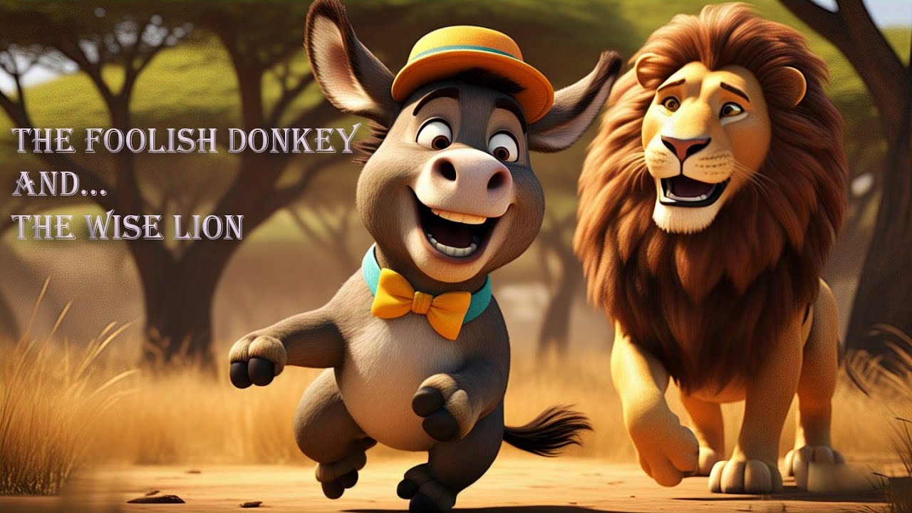 The Foolish Donkey and the Wise Lion 🦁 | Moral Story for Kids ...