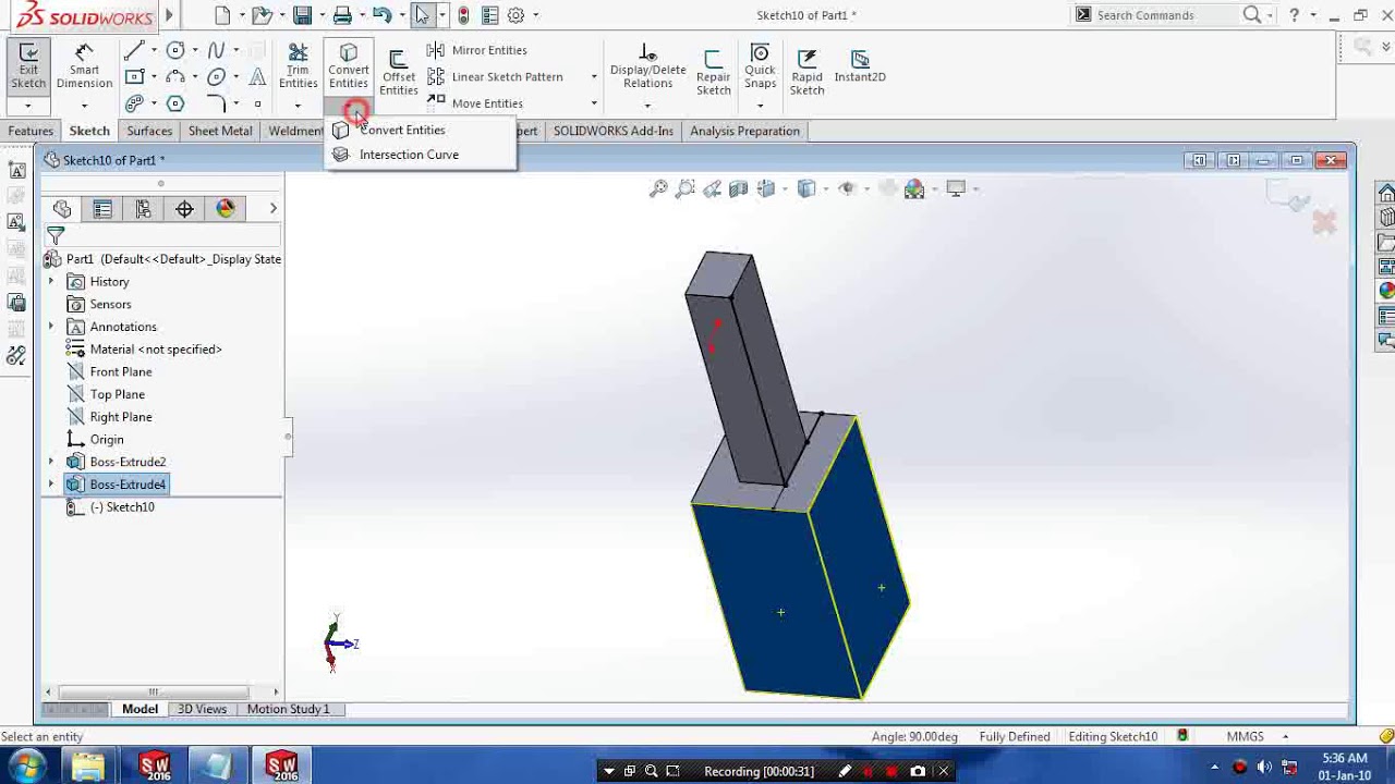 INTERSECTION CURVES IN SOLIDWORKS 2017 - YouTube