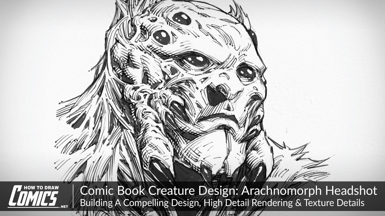 Comic Book Creature Design: Arachnomorph Headshot | High Detail ...