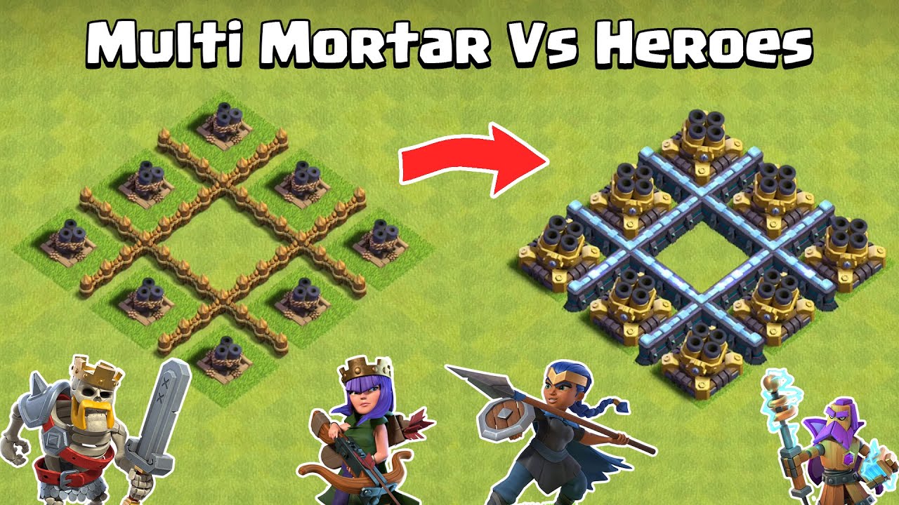8x Multi Mortar Vs All Heroes | Clash of Clans Challenge - YouTube