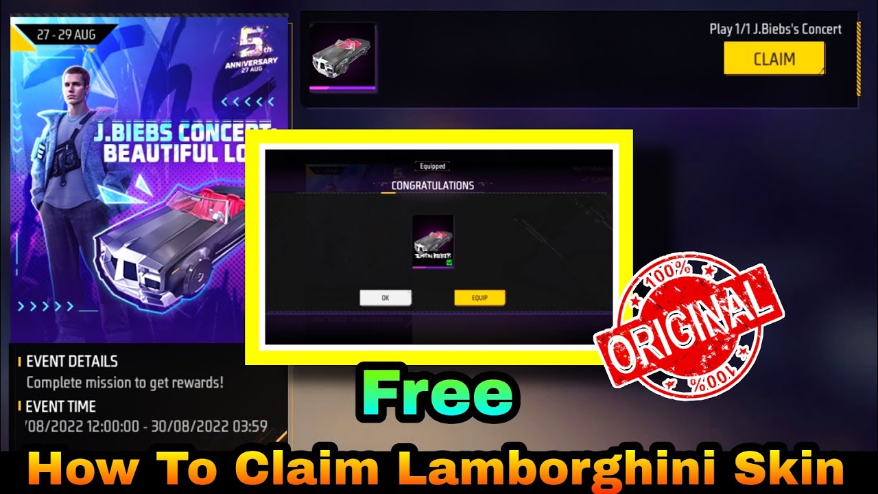 How To Play J.biebs's Concert In FF | How To Claim Lamborghini Skin ...