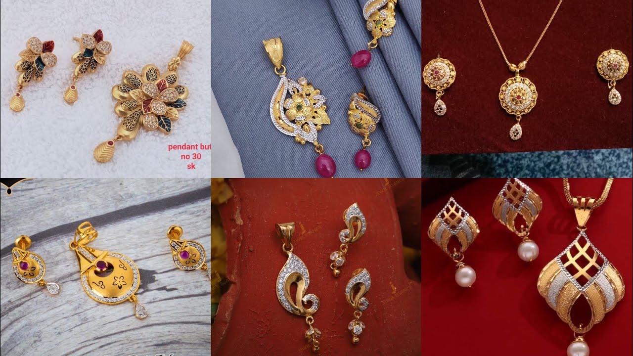 Light weight gold And diamonds pendant set designsI Pendant Set in Gold ...