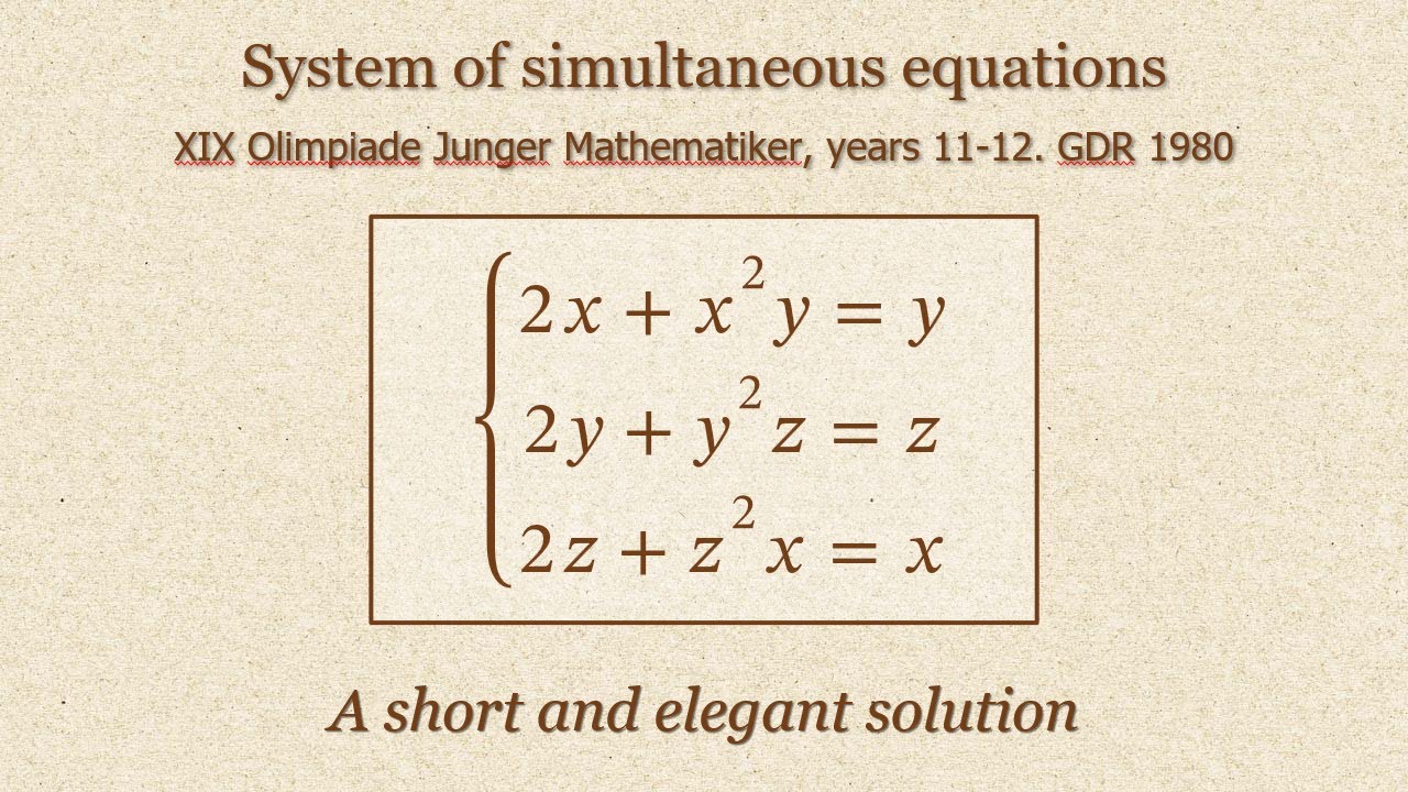 System of simultaneous equations (East Germany, 1980) - YouTube