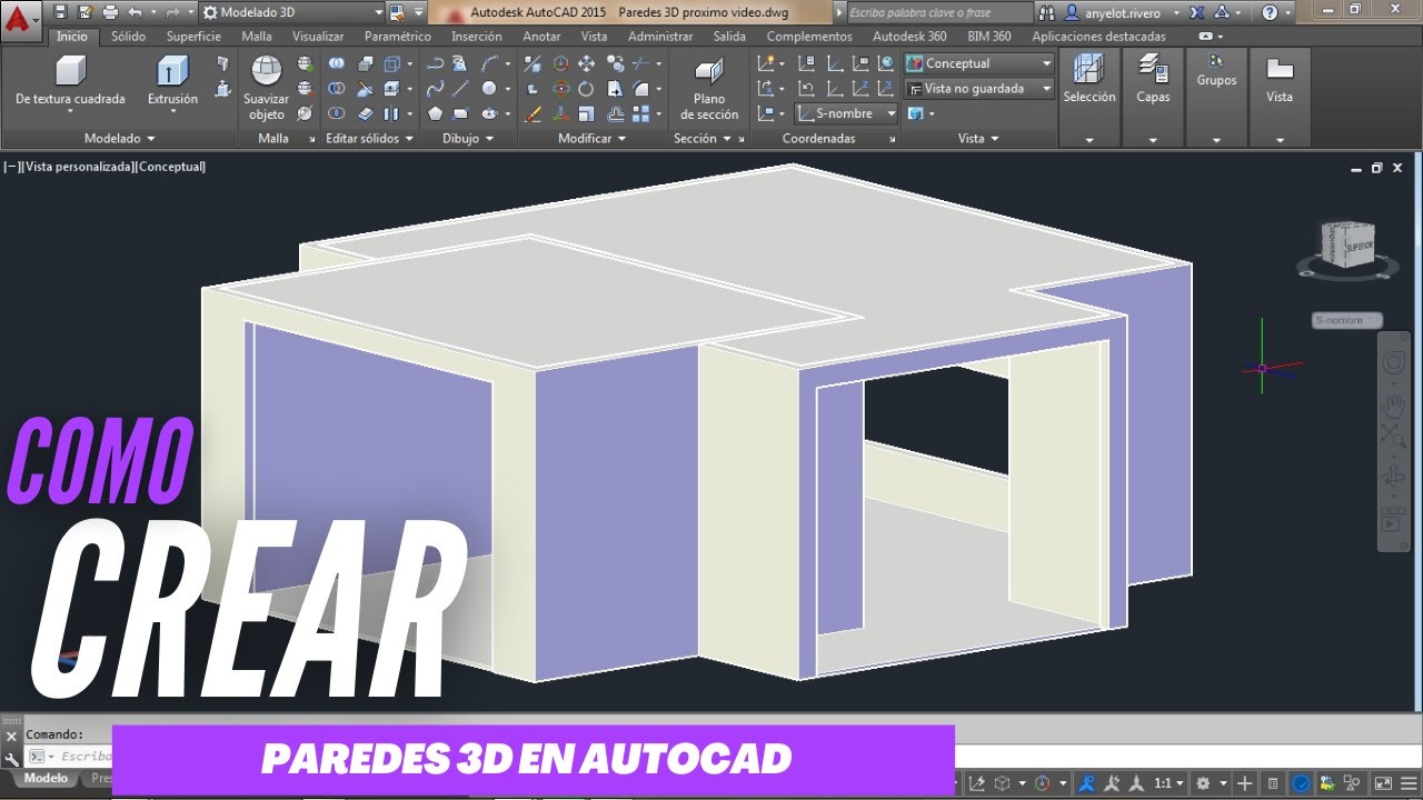 Como crear paredes 3D en AutoCAD - YouTube