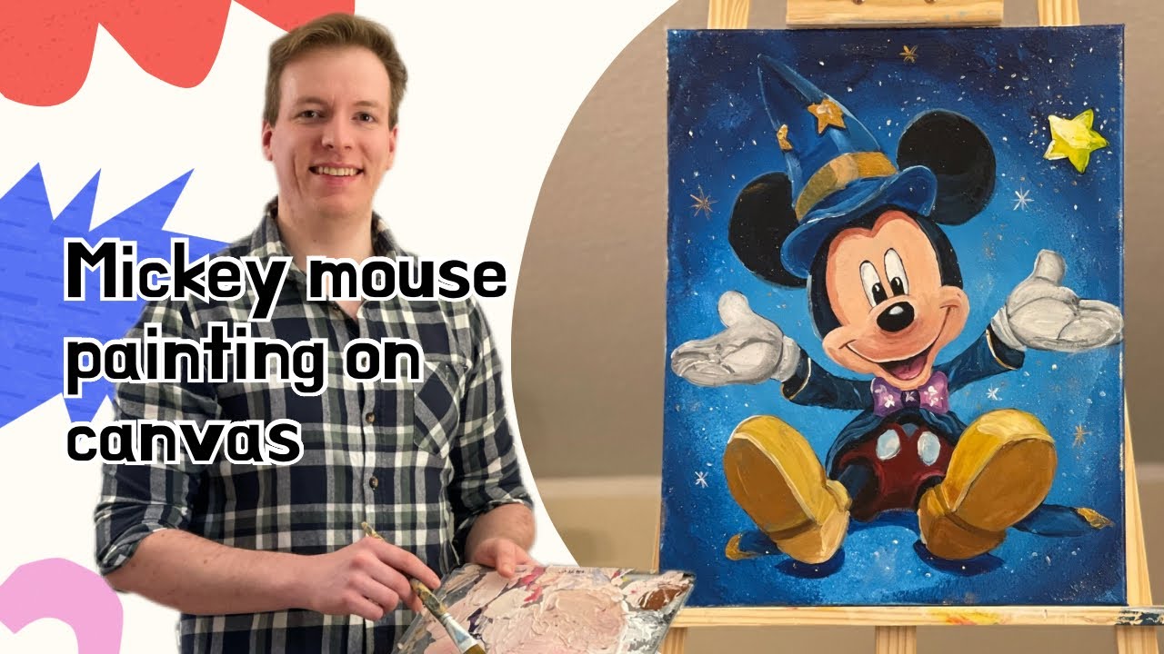 How to paint Mickey Mouse on canvas | step-by-step | วาดมิกกี้เมาส์สีอะ ...