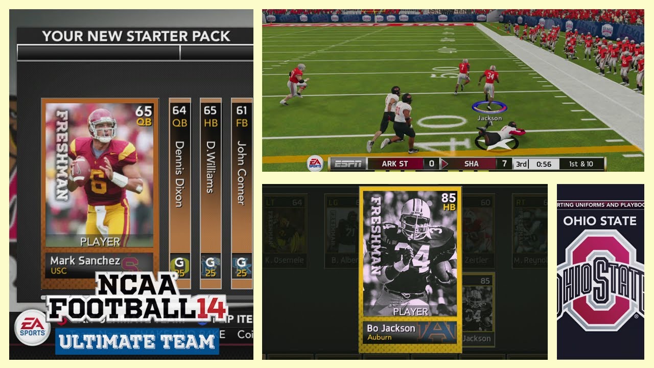 NCAA Football 14 Ultimate Team, Starter Pack + Freshman Bo Jackson ...
