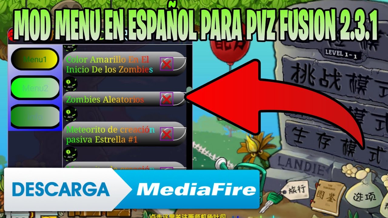 ¡MOD MENU EN ESPAÑOL PARA PVZ FUSION 2.3.1! / DESCARGA PARA ANDROID ...