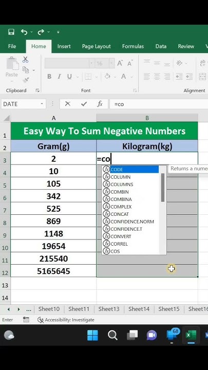 gram convert to the kilogram #exceltips #viralvideo #excel @exce.lshortcut.0 - YouTube